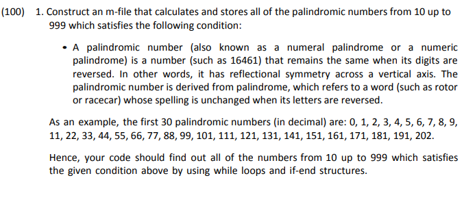 Solved 1. Construct an m-file that calculates and stores all | Chegg.com
