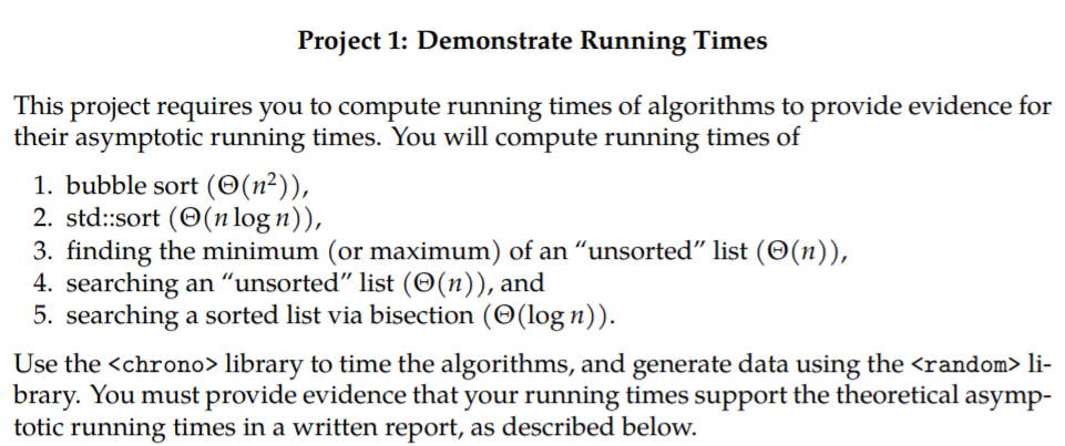 Solved Project 1: Demonstrate Running Times This project | Chegg.com