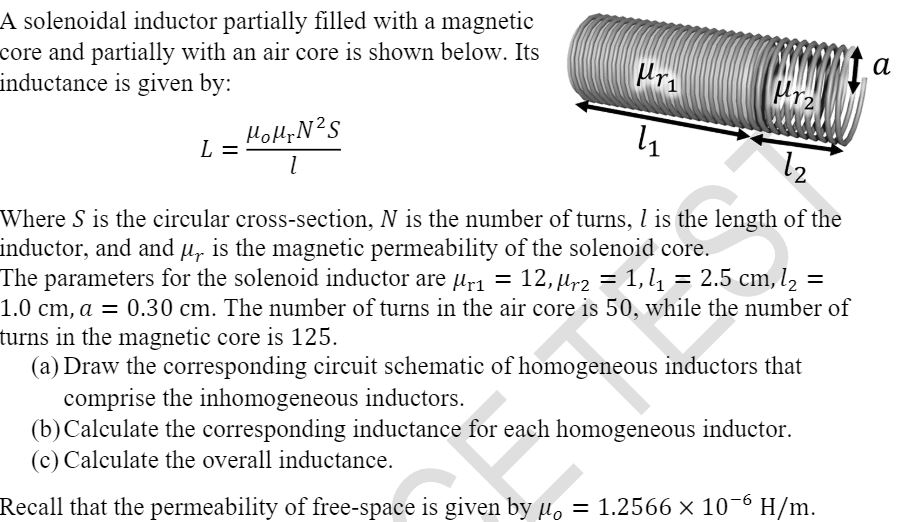 Solved A solenoidal inductor partially filled with a | Chegg.com