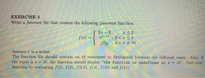 Solved Exercise 5 Write A Function File That Creates The 9038