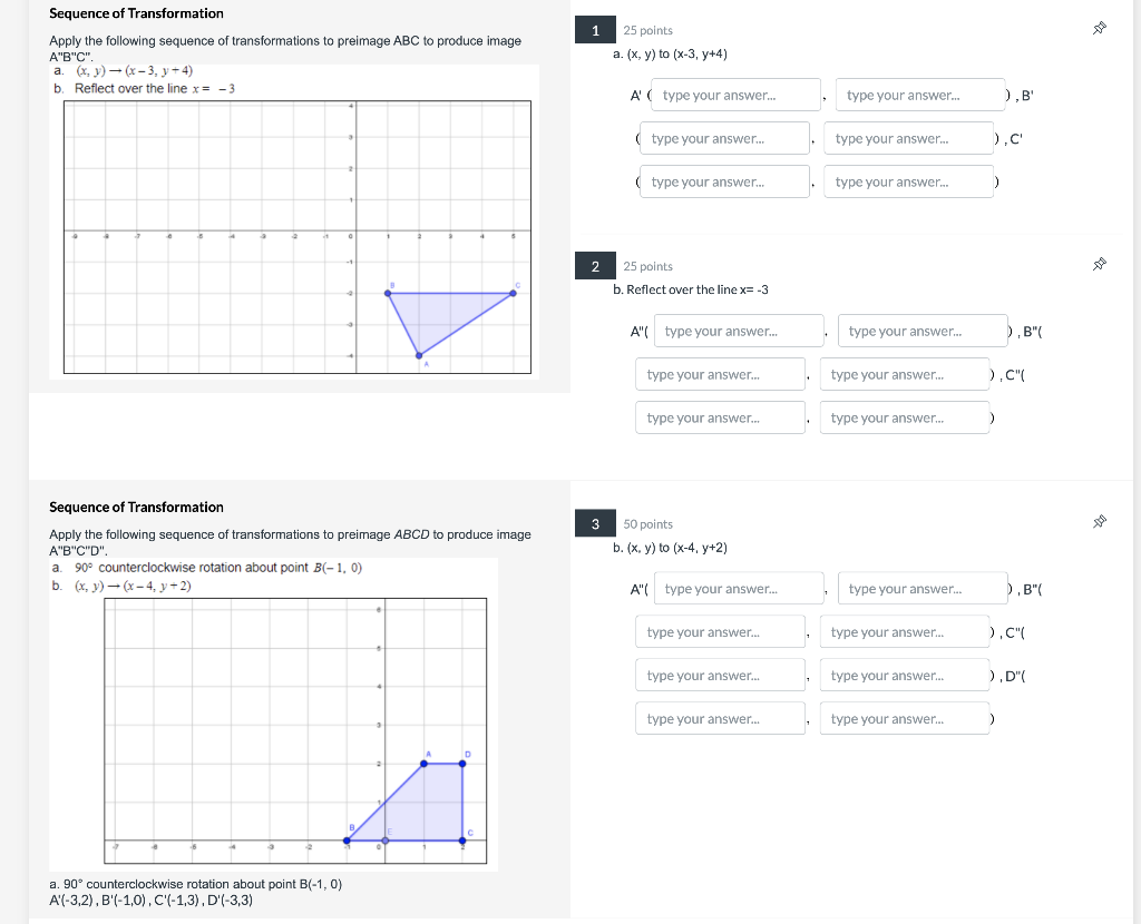 Solved Sequence of Transformation 1 25 points a. (x, y) to | Chegg.com