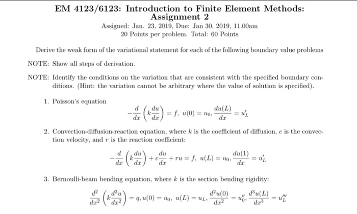Solved EM 4123/6123: Introduction to Finite Element Methods: | Chegg.com