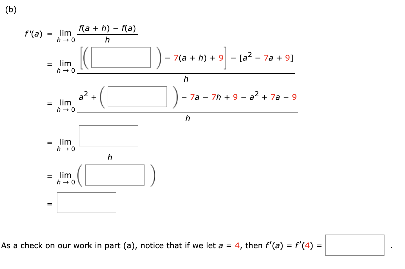 Solved Find the derivative of the function f(x)=x2−7x+9 at | Chegg.com