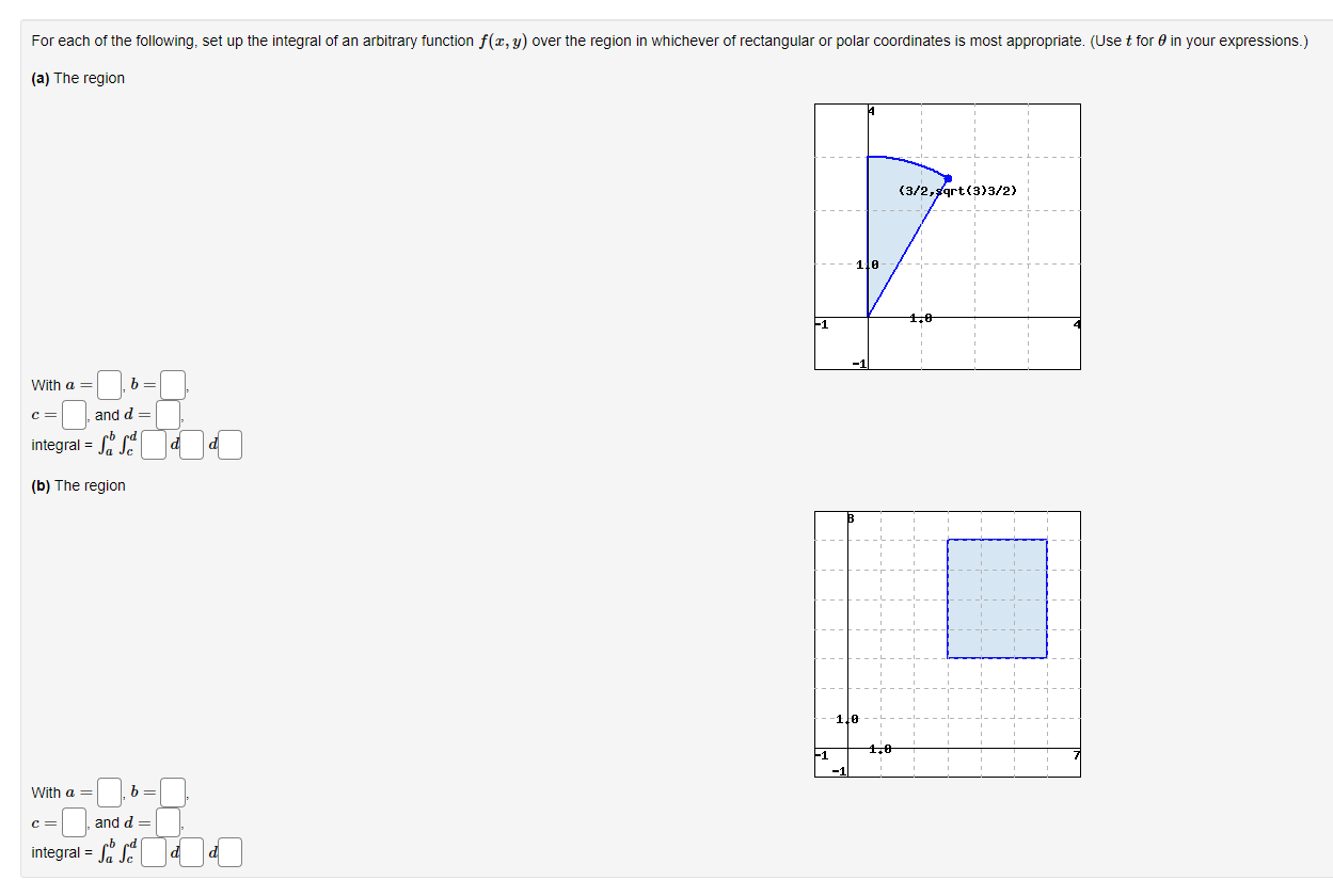Solved For each of the following, set up the integral of an | Chegg.com