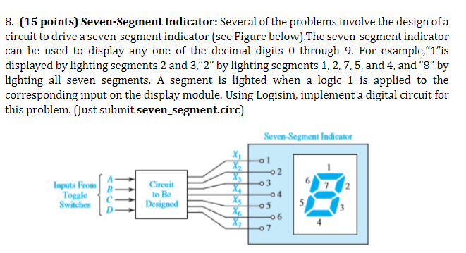 Solved 8. (15 points) Seven-Segment Indicator: Several of | Chegg.com