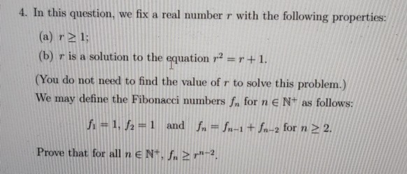 Solved 4. In this question, we fix a real number r with the | Chegg.com