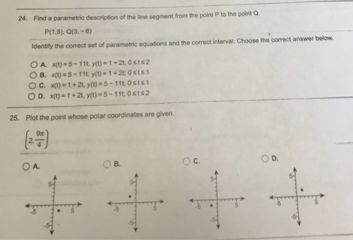 Solved 24. Find a parametric description of the line segment | Chegg.com
