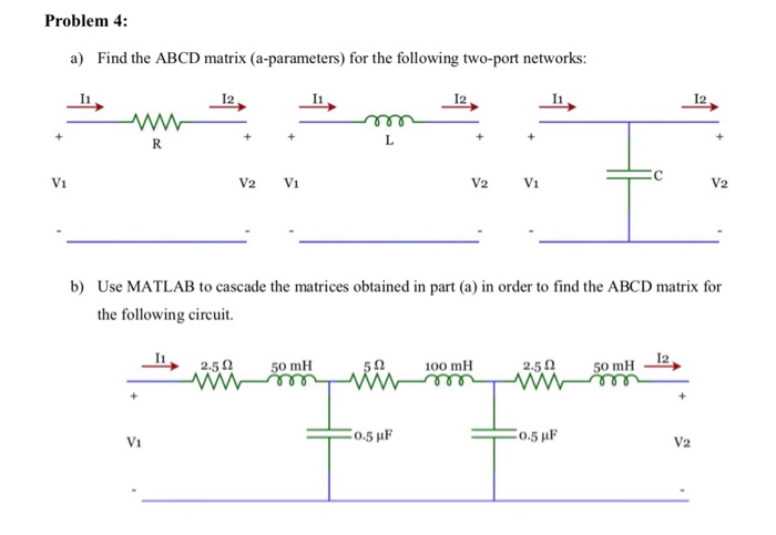 Solved Problem 4: a) Find the ABCD matrix (a-parameters) for | Chegg.com
