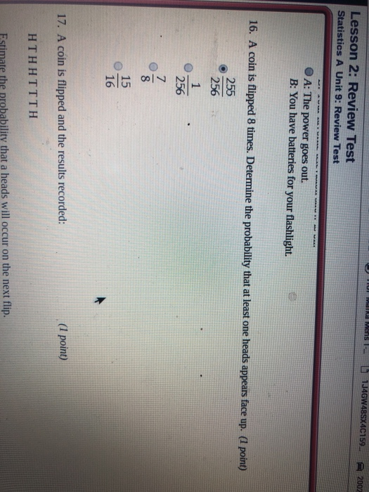 Solved Lesson 2: Review Test Statistics A Unit 9: Review | Chegg.com