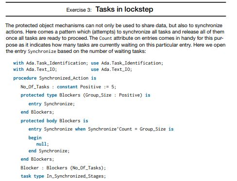 Exercise 3: Tasks in lockstep The protected object | Chegg.com