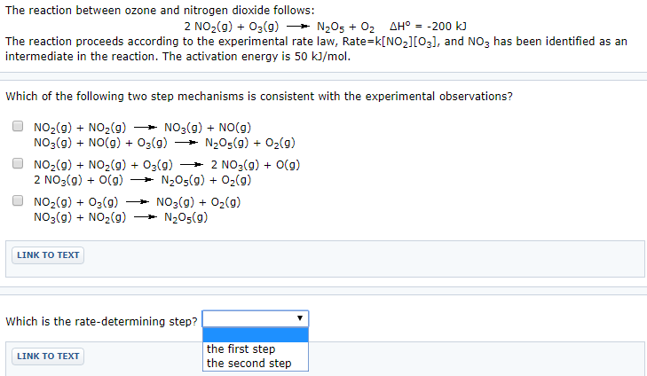 Solved The reaction between ozone and nitrogen dioxide | Chegg.com