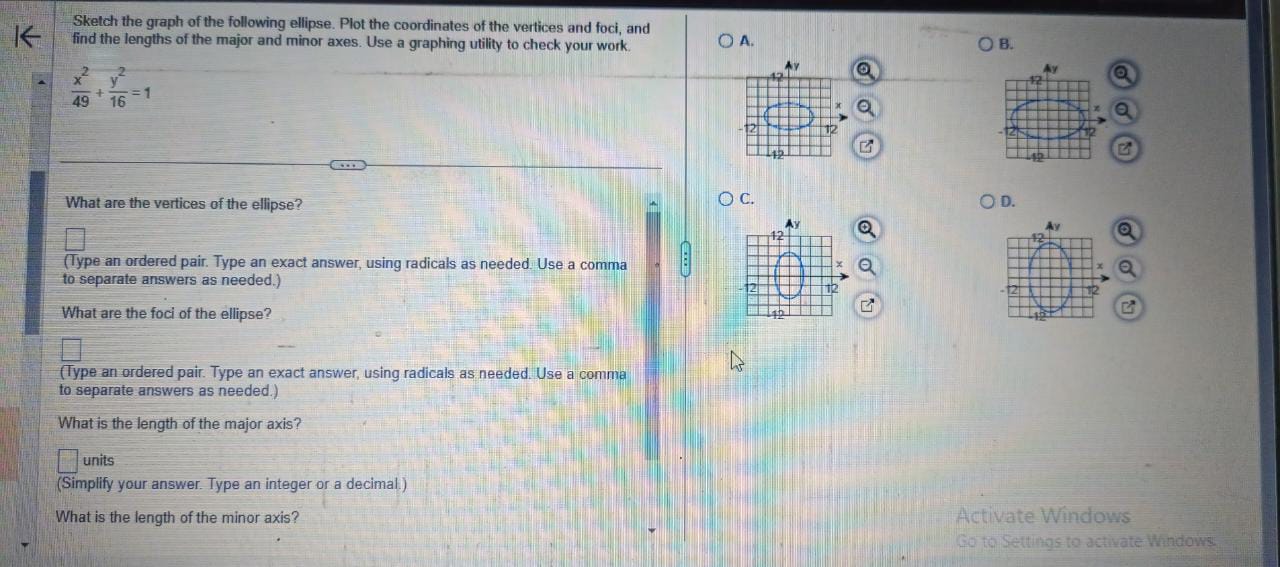 Solved Sketch the graph of the following ellipse. Plot the | Chegg.com