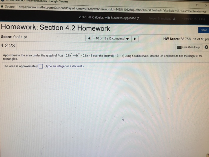 Solved k-1evor Brancheau-Google Chrome 술 Secure l | Chegg.com