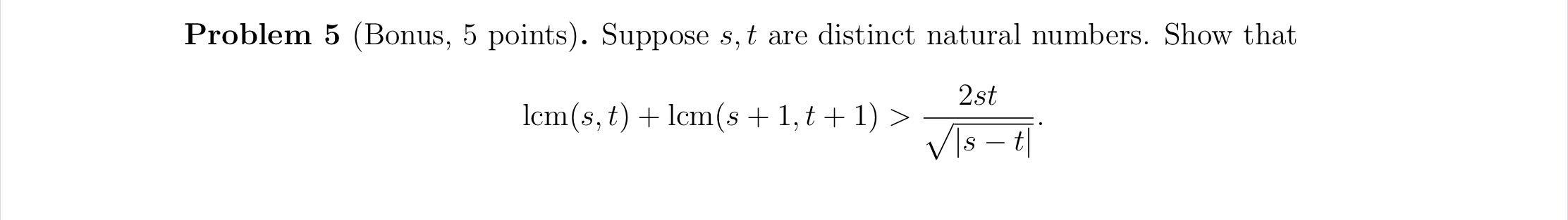 Solved Problem 5 (Bonus, 5 points). Suppose s,t are distinct | Chegg.com