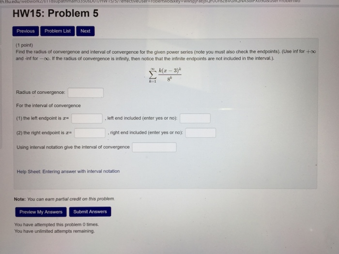 Solved HW15: Problem 5 Previous Problem ListNext (1 point) | Chegg.com