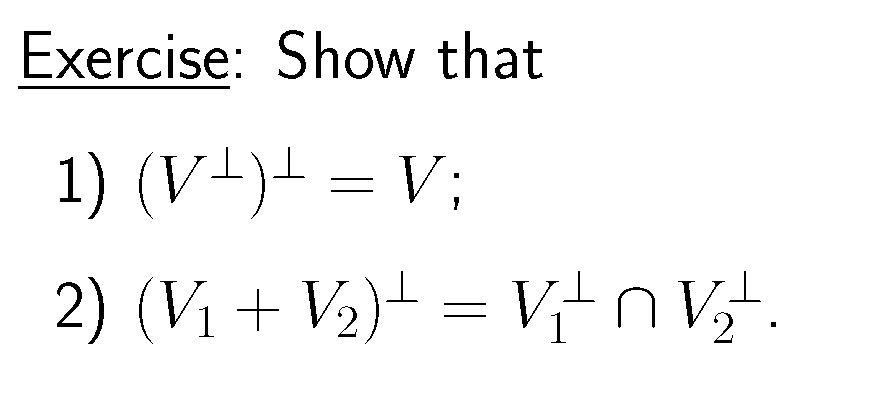 Solved Exercise: Show that 1) (V1)t =V; 2) (V1 + V2)+ = Vin | Chegg.com