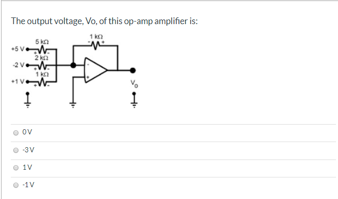 Solved The output voltage, Vo, of this op-amp amplifier is: | Chegg.com