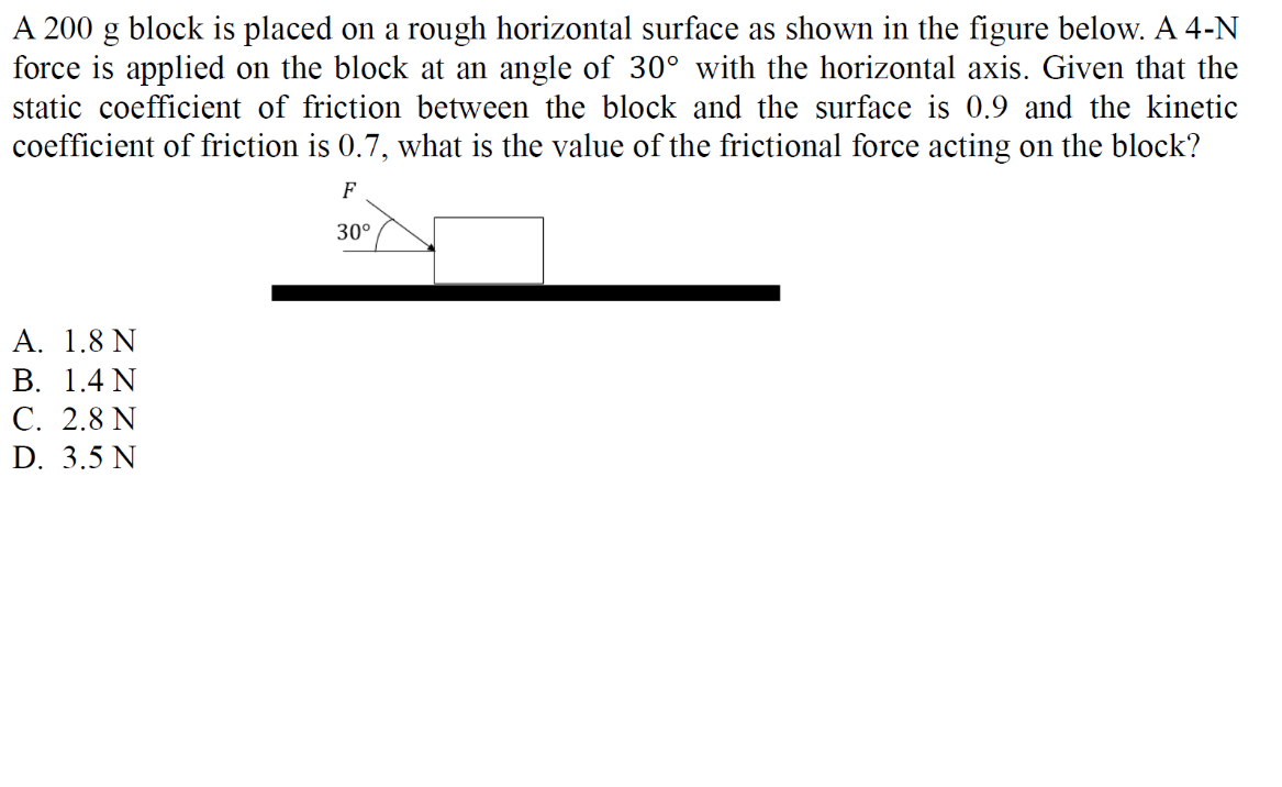 Solved A 200 g block is placed on a rough horizontal surface | Chegg.com