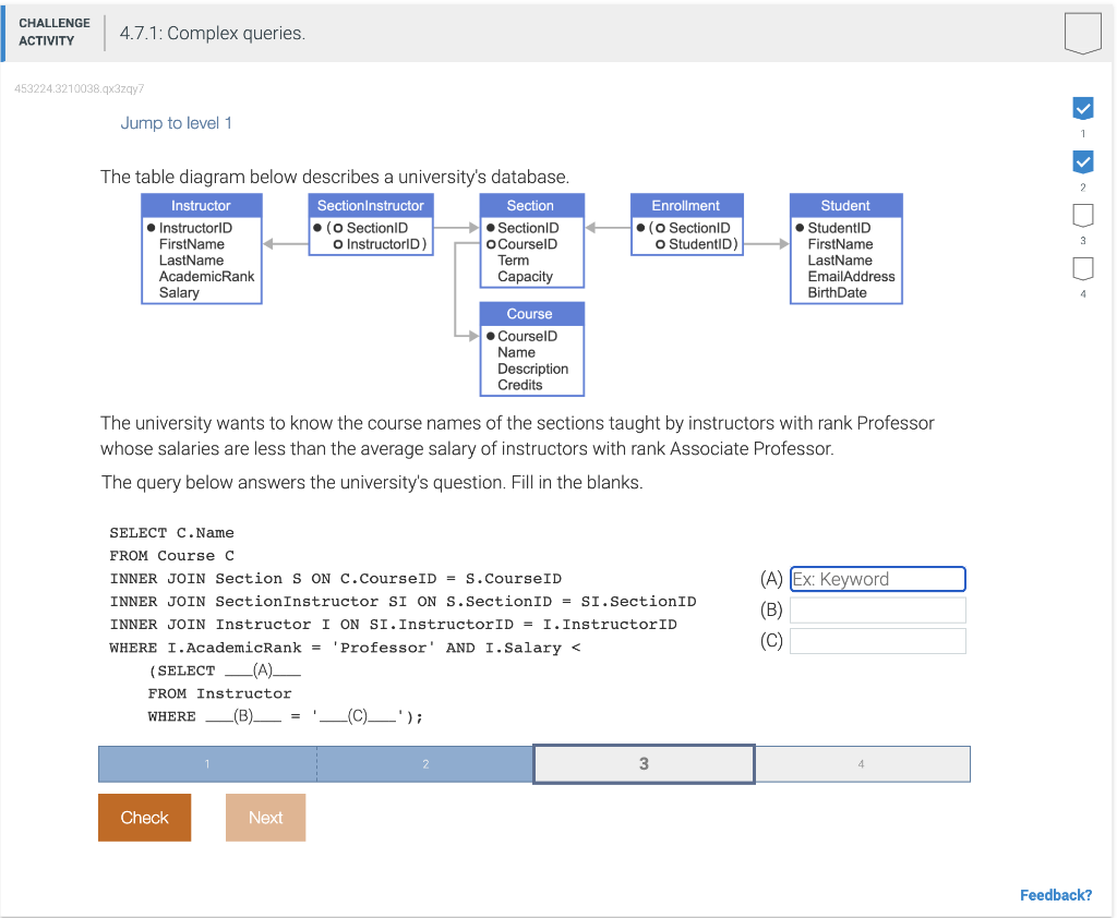 Solved The university wants to know the course names of the | Chegg.com