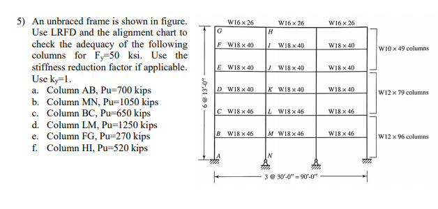 Solved W16 x 26 W16 x 26 W 16 x 26 TH FW18 x 40 1 WI8 x 40 | Chegg.com