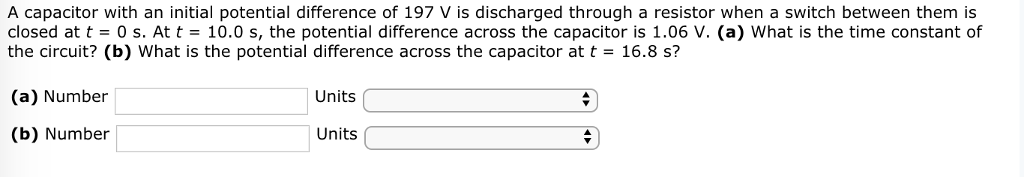 Solved A capacitor with an initial potential difference of | Chegg.com
