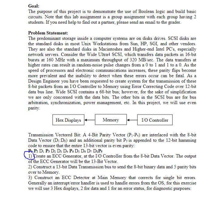 Create an ECC Generator, at the I/O Controller from | Chegg.com