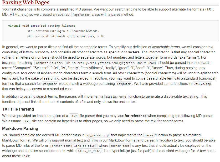 Solved Parsing Web Pages Your first challenge is to complete | Chegg.com