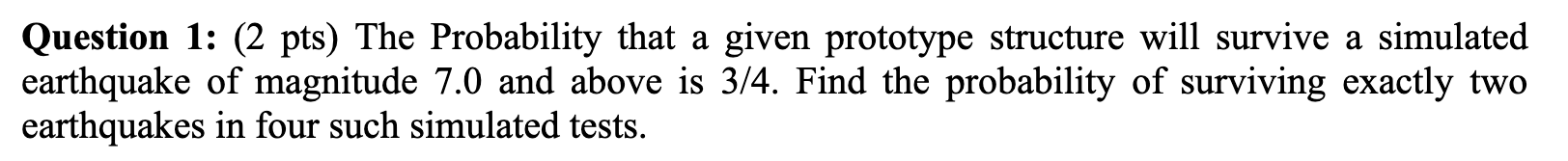 Solved Question 1: (2pts) The Probability that a given | Chegg.com