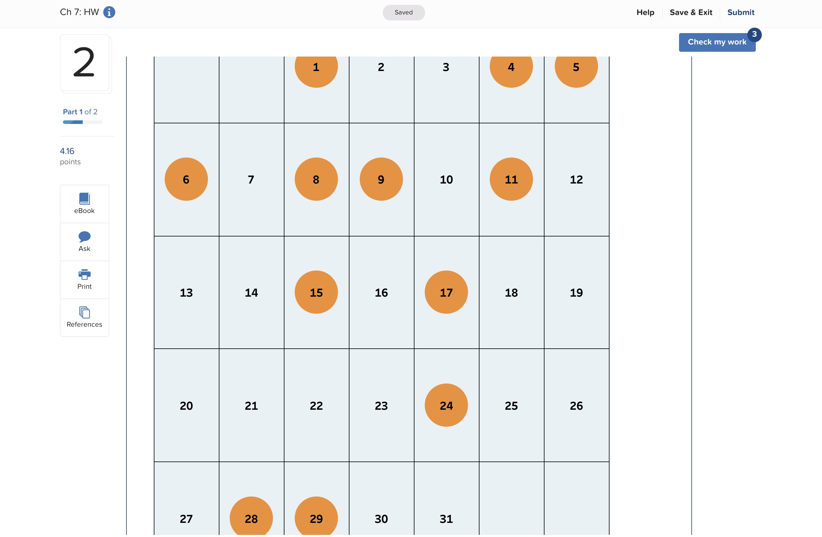 Solved Ch 7: HW Saved Help Save \& Exit Submit 2 Part 1 of 2 | Chegg.com