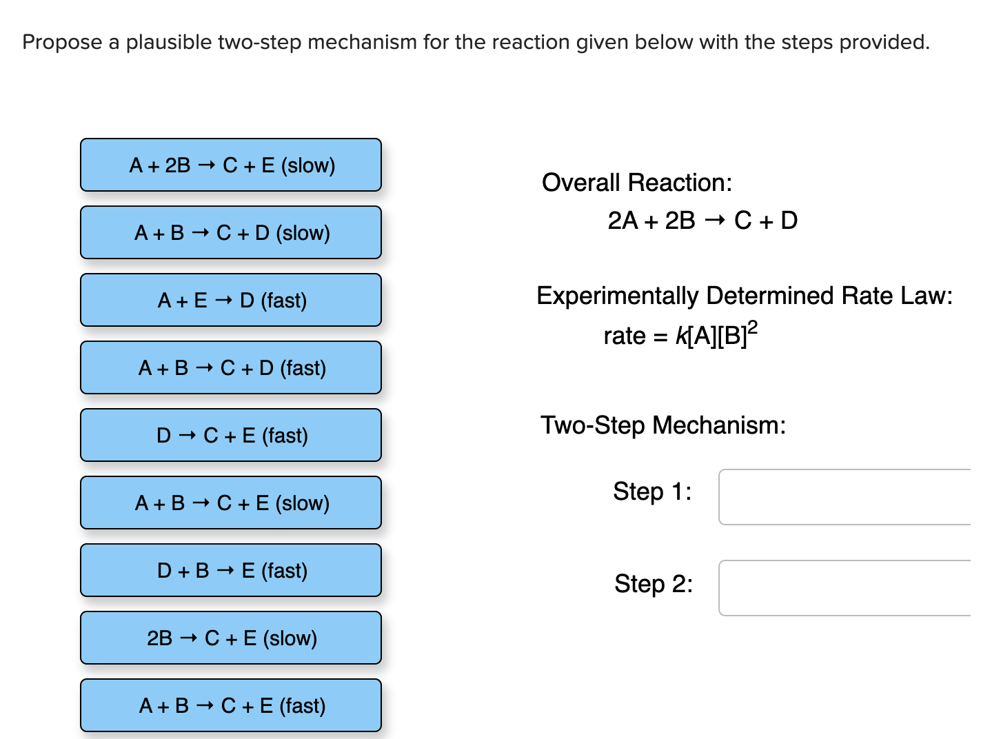 Solved Propose a plausible two-step mechanism for the | Chegg.com
