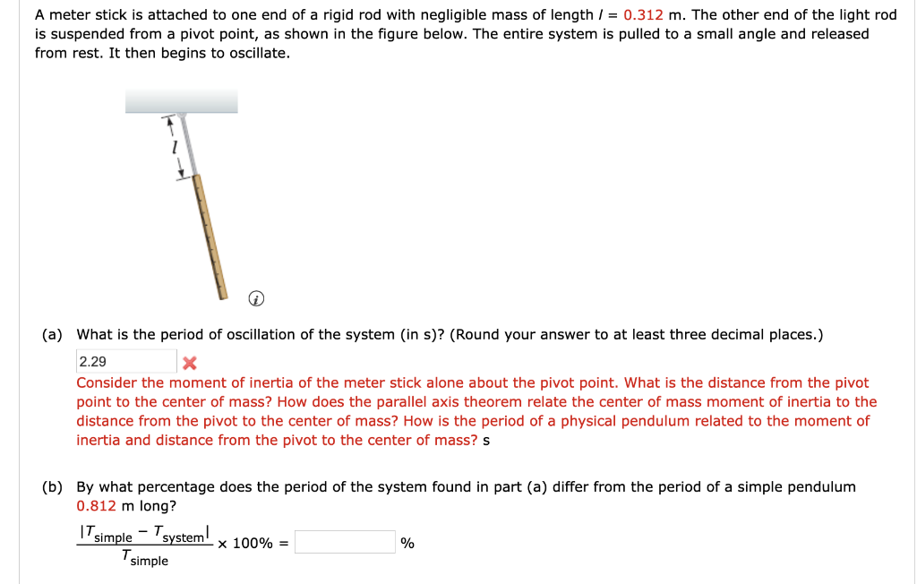 Solved A meter stick is attached to one end of a rigid rod | Chegg.com
