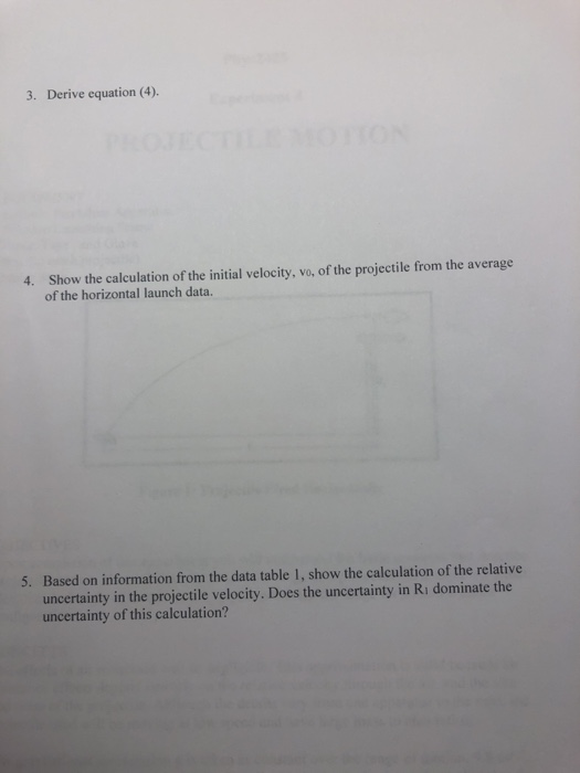 Solved Phys2425 Bobbs LAB REPORT FORM PROJECTILE MOTION Data | Chegg.com
