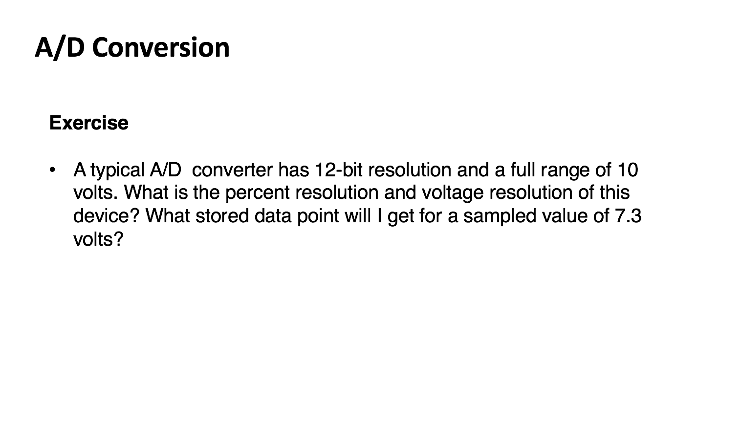 Solved A/D Conversion Exercise A typical A/D converter has | Chegg.com