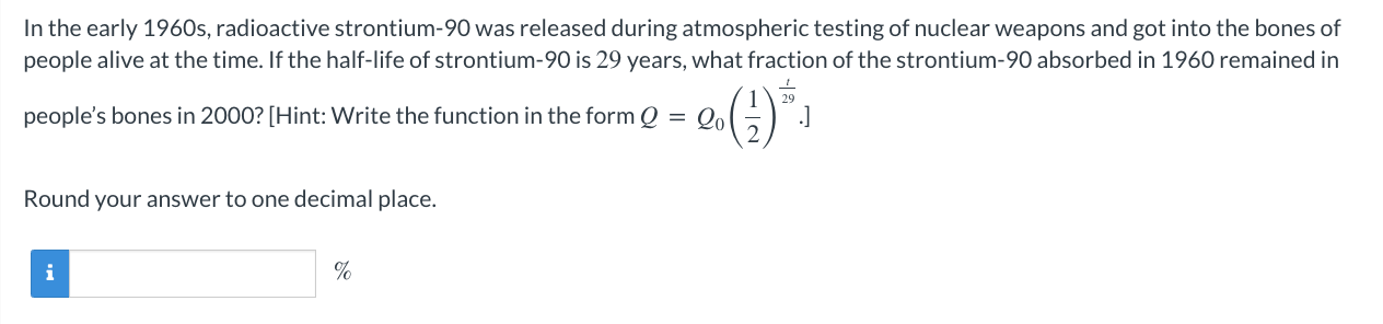 Solved In the early 1960s, radioactive strontium-90 was | Chegg.com