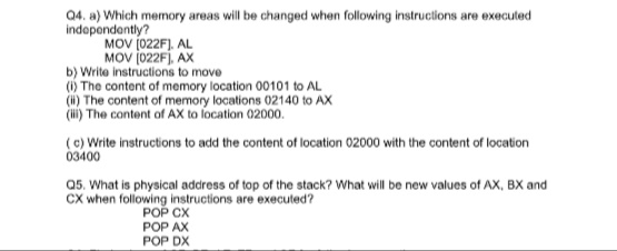 Microprocessor HW # 1 Assume 8086 registers values | Chegg.com