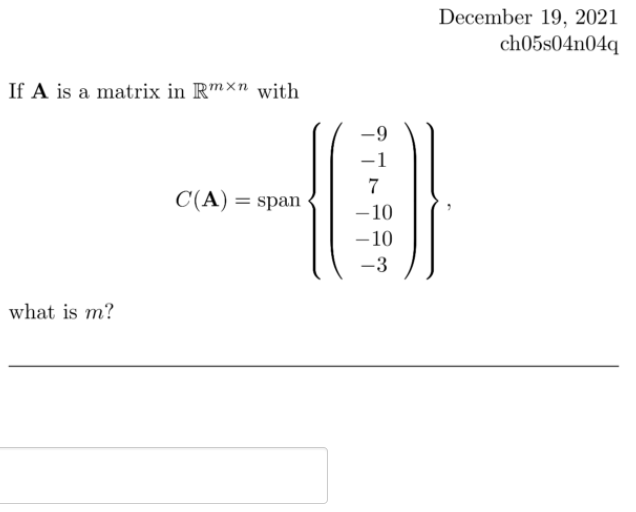 Solved December 19, 2021 ch05s04n04 If A is a matrix in Rmxn | Chegg.com