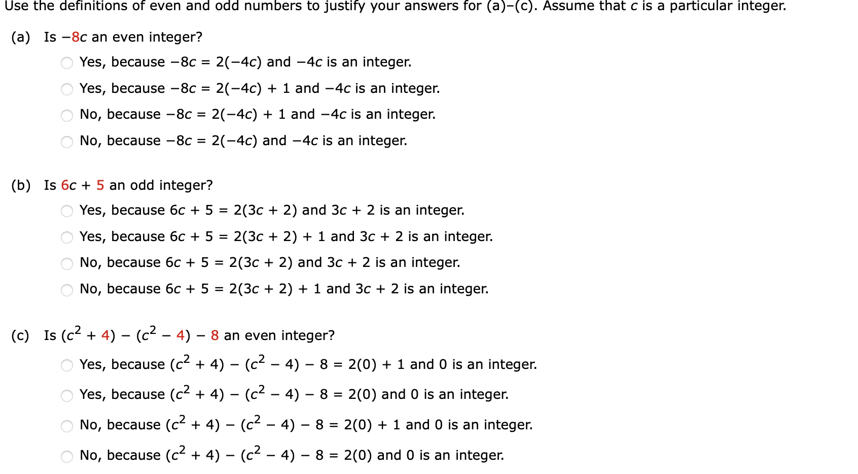 Solved Use the definitions of even, odd, prime, and | Chegg.com