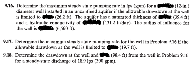 Solved 9.16. Determine the maximum steady-state pumping rate | Chegg.com
