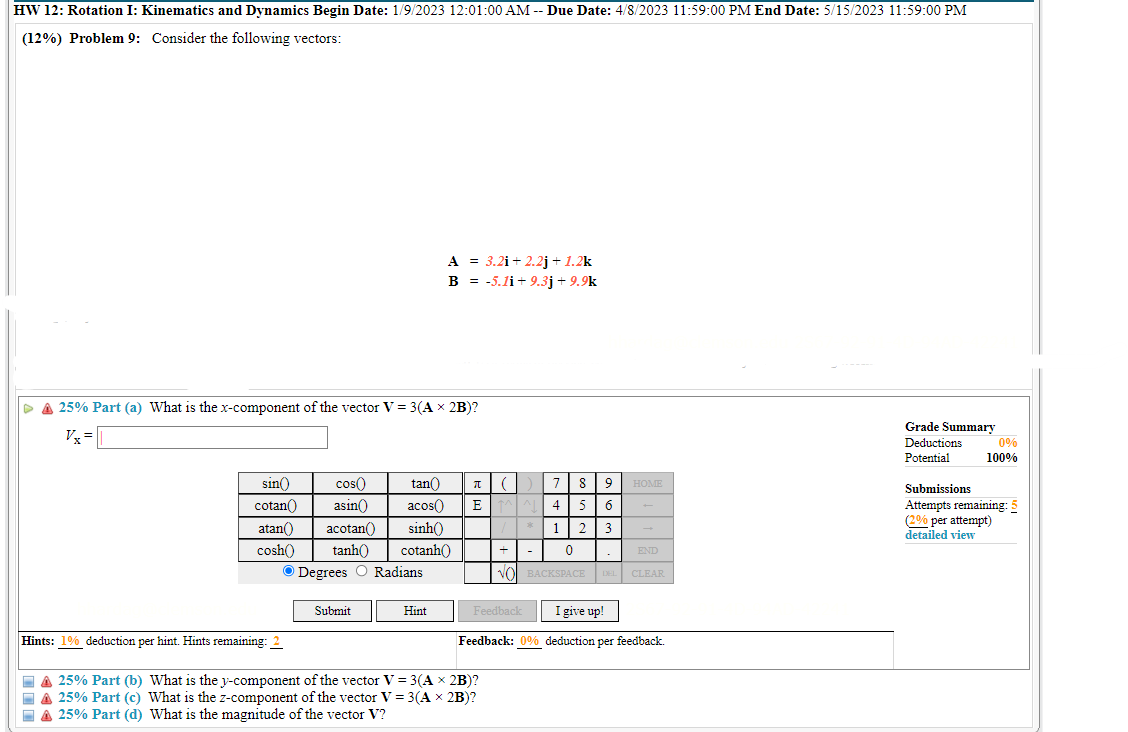 12 Problem 9 Consider The Following Vectors 