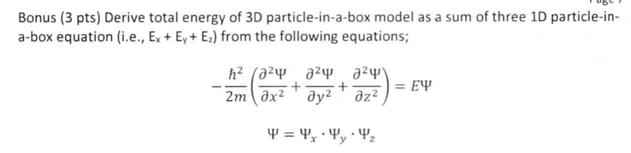 Solved Bonus ( 3 pts) Derive total energy of 3D | Chegg.com