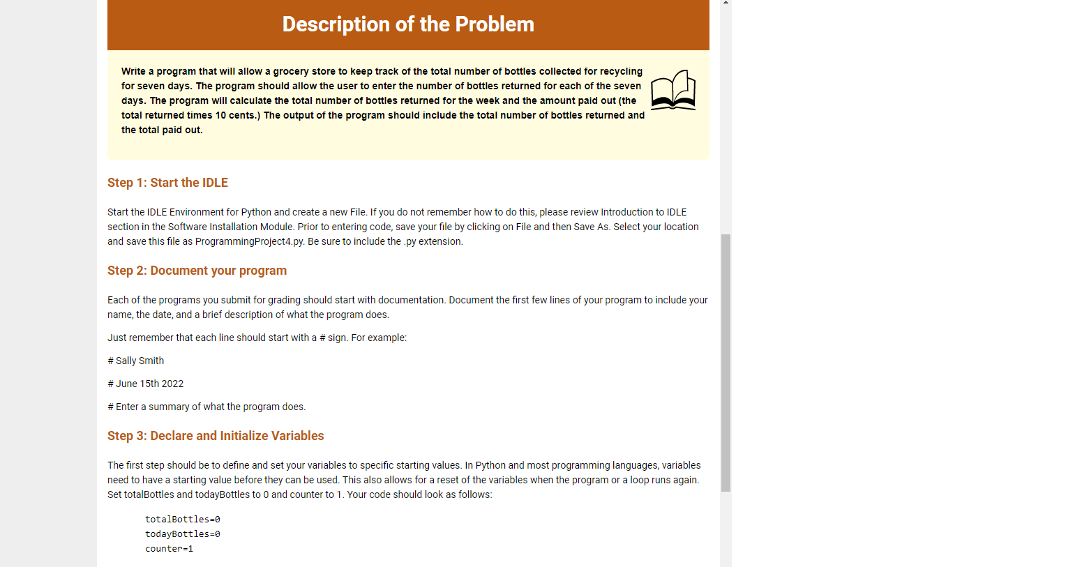 Solved Description of the Problem Write a program that will | Chegg.com