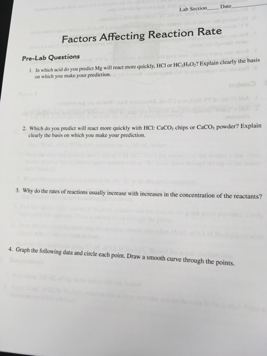 Solved Lab SectionDate, Factors Affecting Reaction Rate | Chegg.com