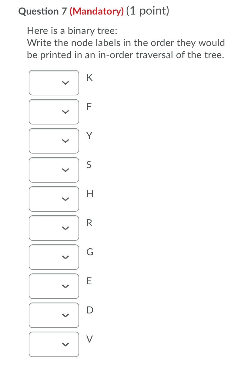 Solved Question 1 (Mandatory) (1 point) Given an array-based | Chegg.com