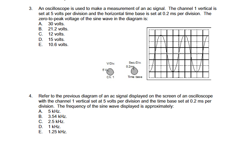 Solved 3. An oscilloscope is used to make a measurement of | Chegg.com
