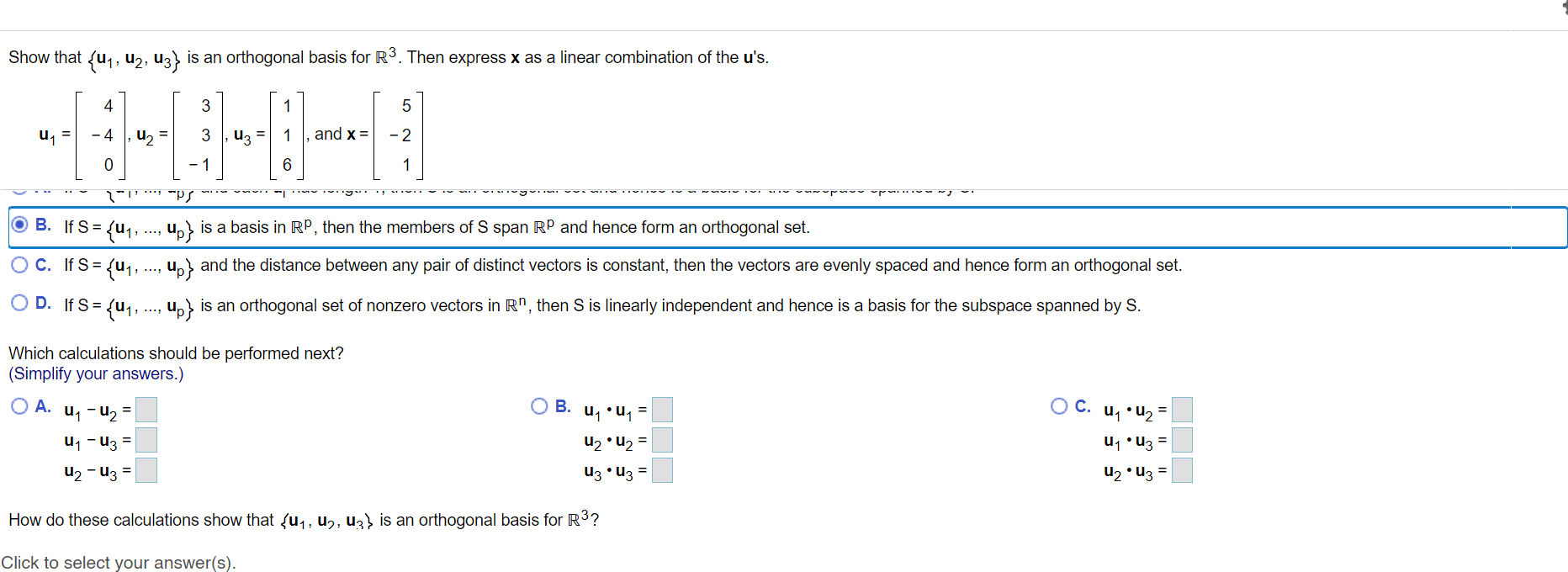 Solved Show that {u1, U2, U3} is an orthogonal basis for R3. | Chegg.com