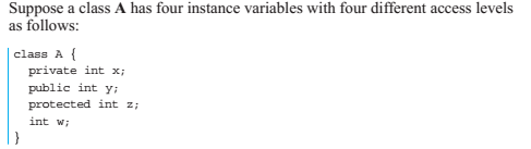 Solved Suppose a class A has four instance variables with | Chegg.com