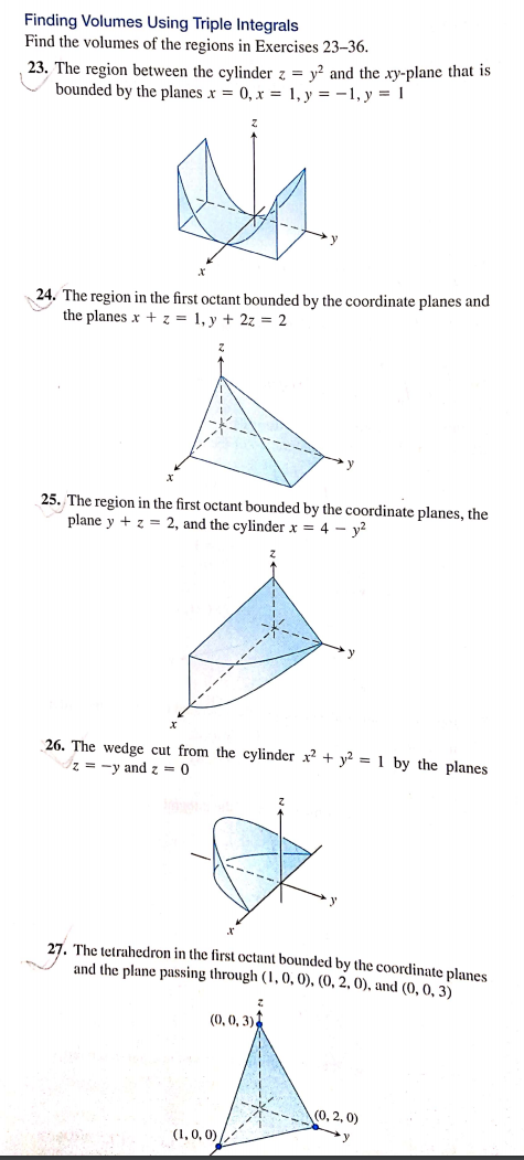 Solved Finding Volumes Using Triple Integrals Find the | Chegg.com