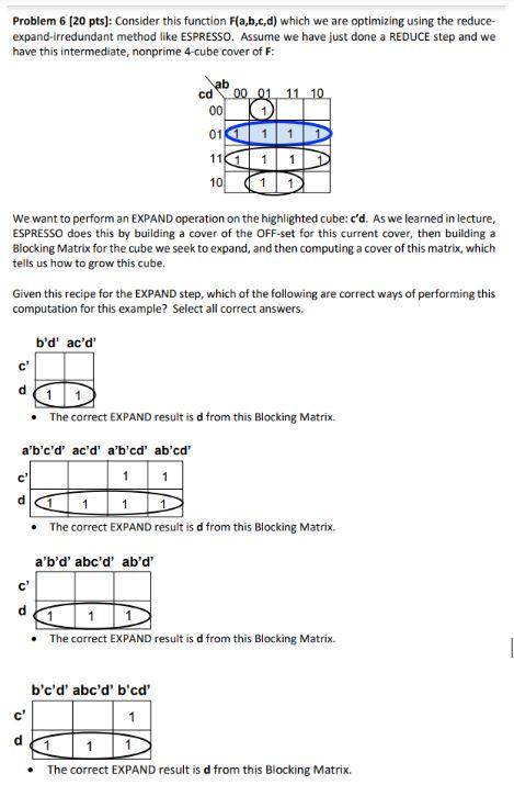 Problem 6 [20 pts): Consider this function F(a,b,c,d) | Chegg.com