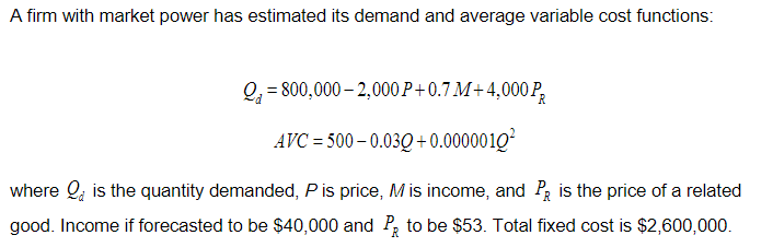 Solved Solve for the own price elasticity of demand at the | Chegg.com