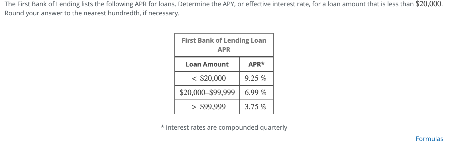 Solved The First Bank of Lending lists the following APR for | Chegg.com